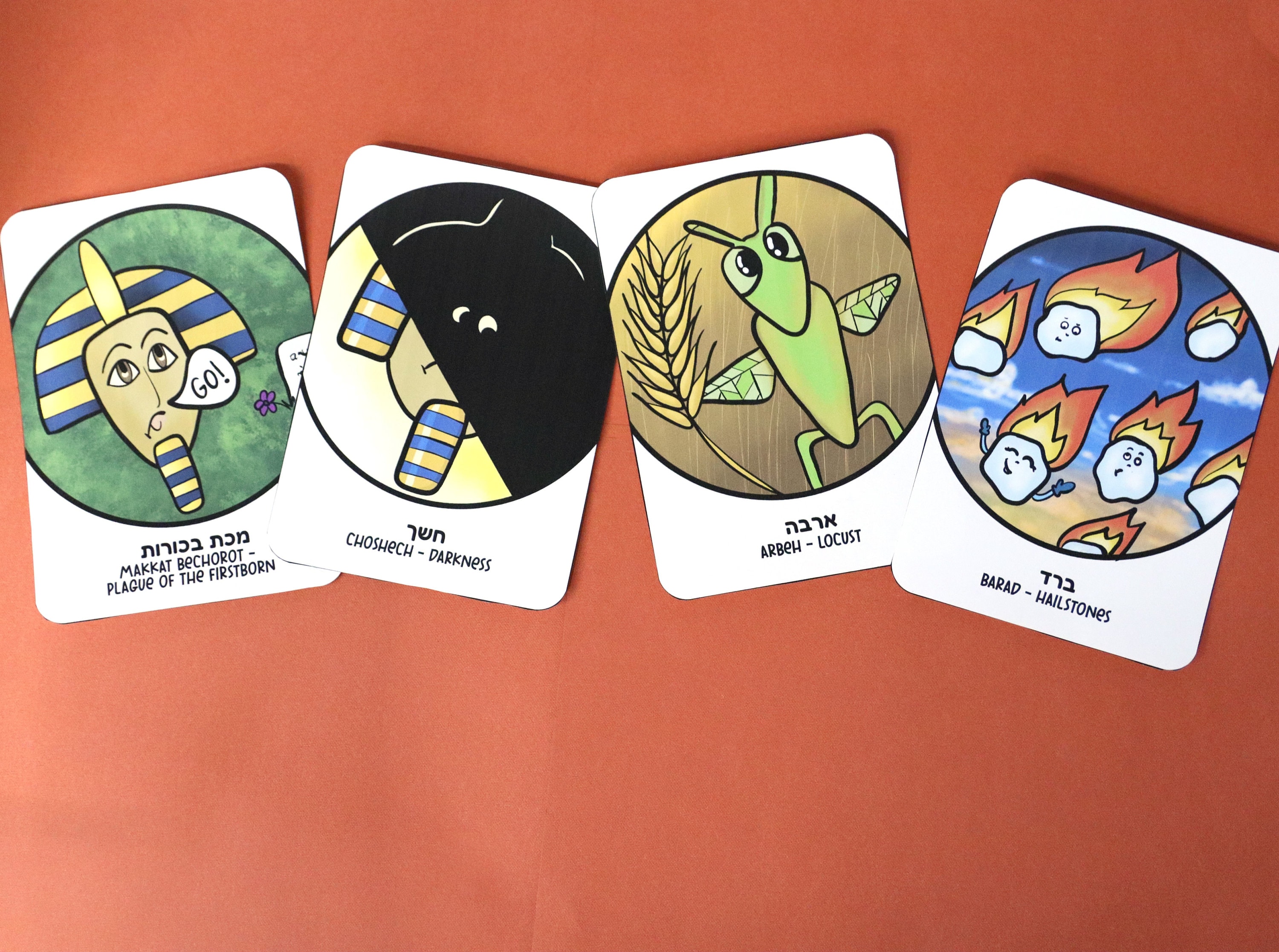 FULL COLOR Ten Plagues Flash Cards Passover Teaching Tool for Preschool Kids Makkot Activity in ...