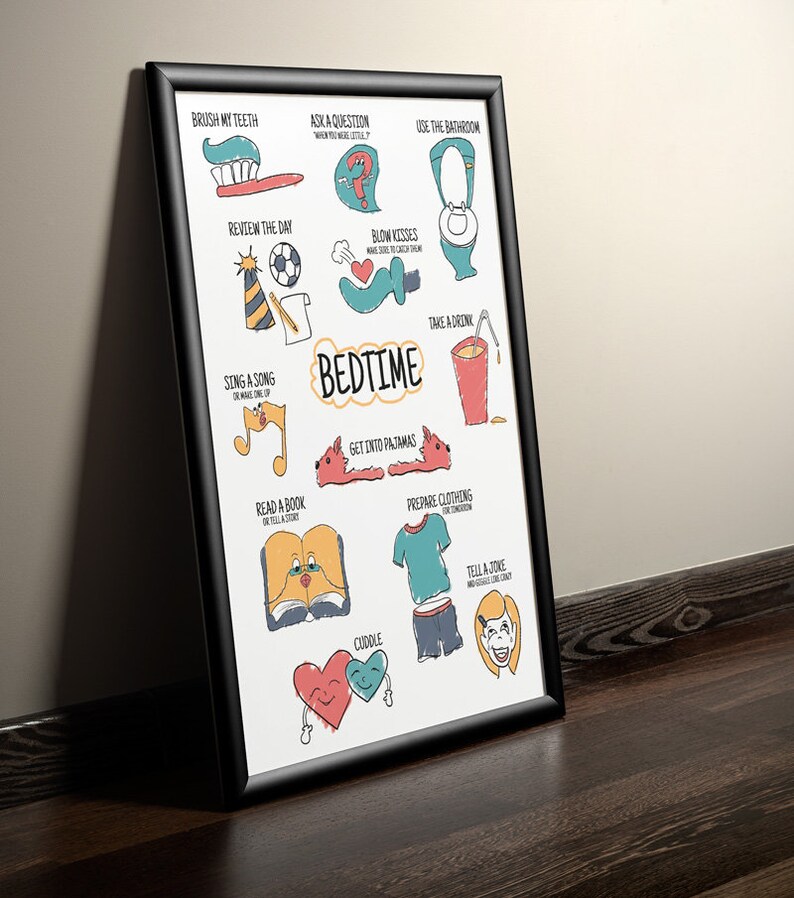 PRINTABLE Bedtime Routine Chart Poster DIGITAL PDF Wall Art - Etsy