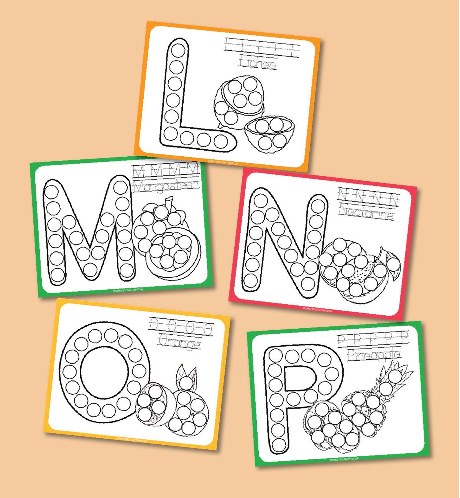 Do A Dot Printable Alphabet Craft & Coloring Pages for Kids | Fruit and ...