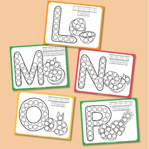 Do A Dot Printable Alphabet Craft & Coloring Pages for Kids | Fruit and ...