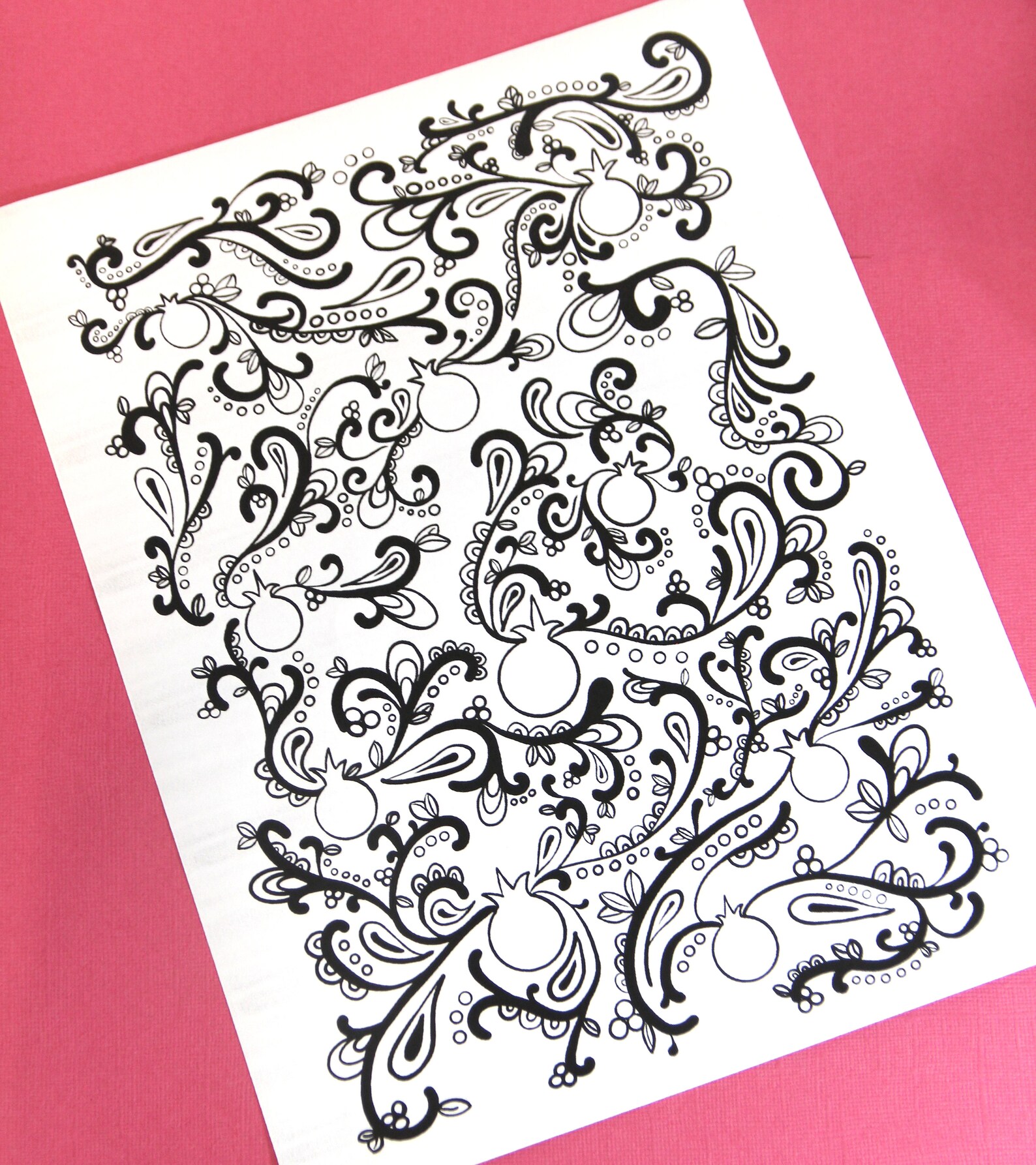 6 Pomegranate Coloring Pages for Adults Printable Rosh Hashanah and ...