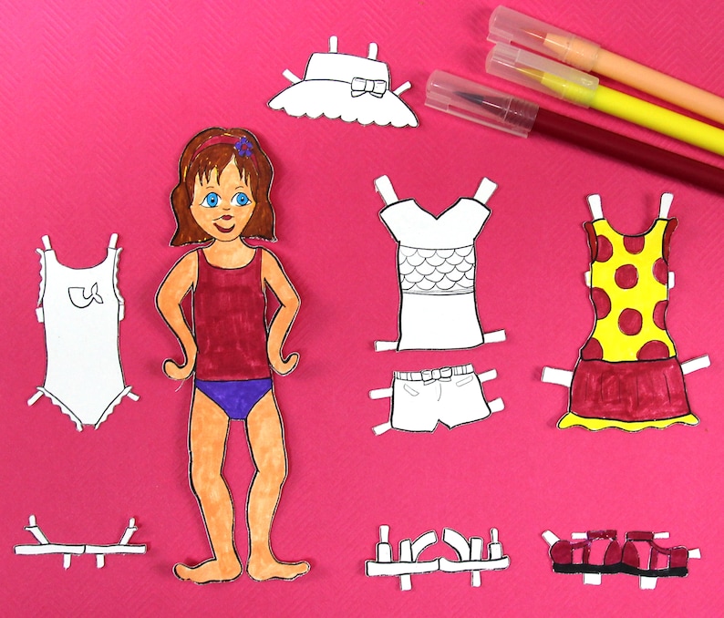 Printable Paper Dolls Summer Girl Summer Paper Craft Template and ...