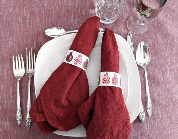 Printable Napkin Wraps | Pomegranate Napkin Ring Printable Table Decor ...