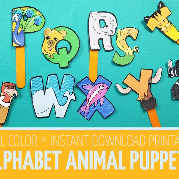Animal Alphabet Puppets - Etsy