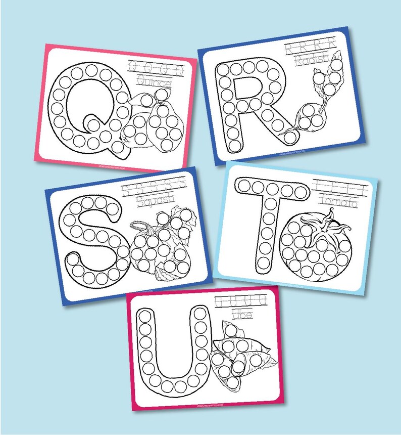 Do A Dot Printable Alphabet Craft & Coloring Pages for Kids | Fruit and ...