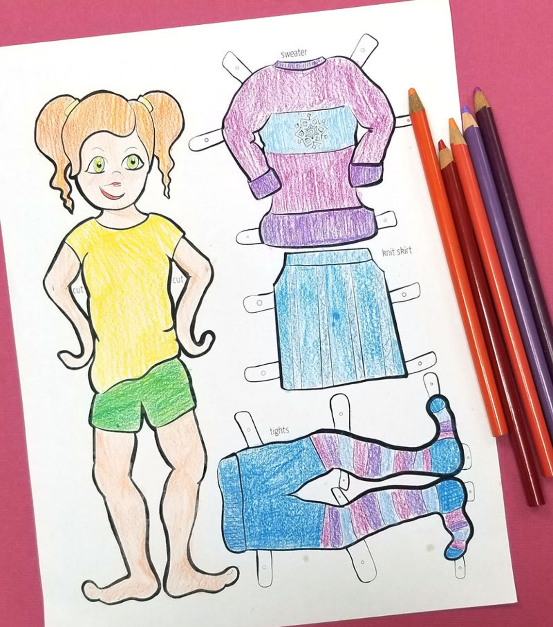 Printable Paper Dolls Winter Girl coloring Pages Color-in | Etsy