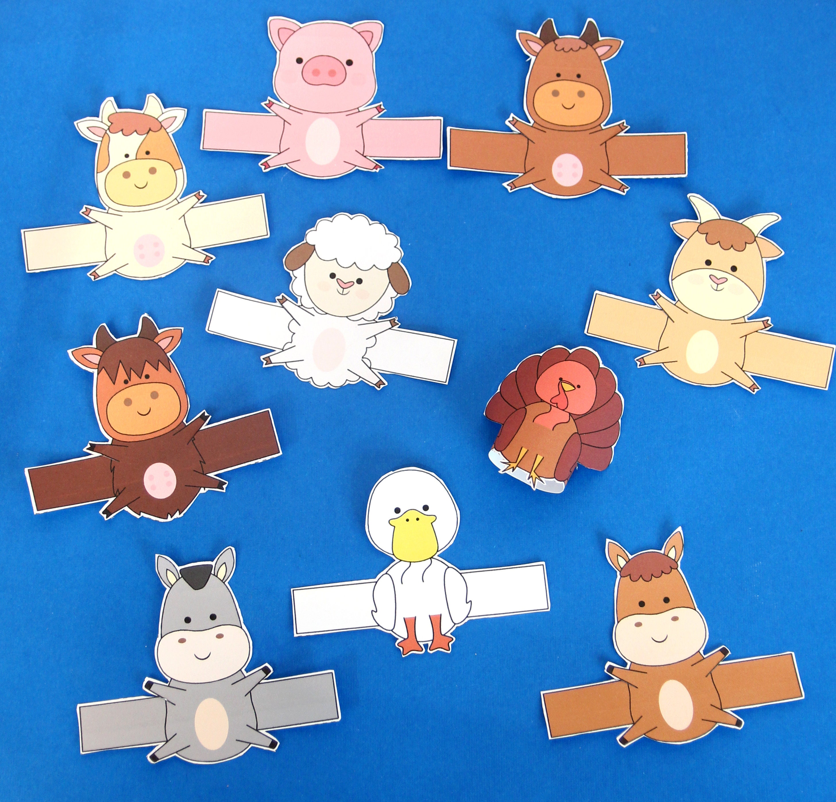 10 Farm Animal Finger Puppets - FULL COLOR Printable Paper Toys - Kids ...