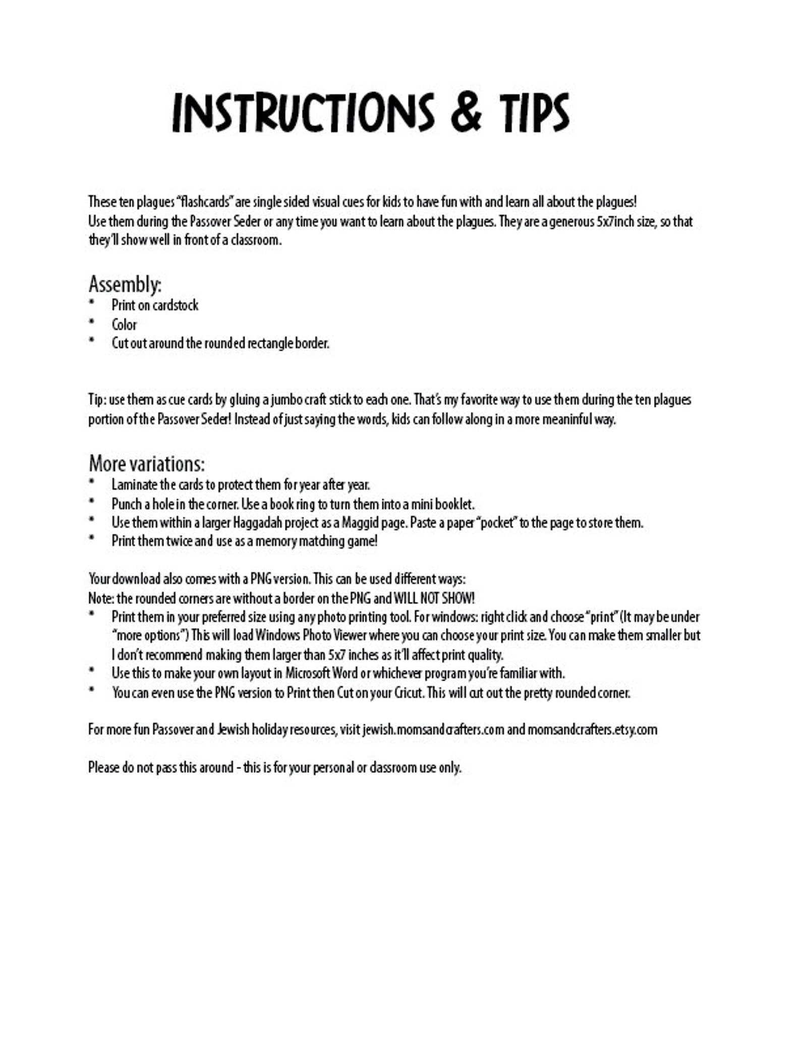 COLOR-IN Ten Plagues Flash Cards | Passover Craft for Preschool Kids ...