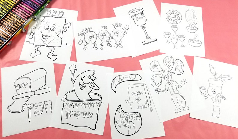 Passover Coloring Pages and Activities Bundle Printable Pesach Puppets ...