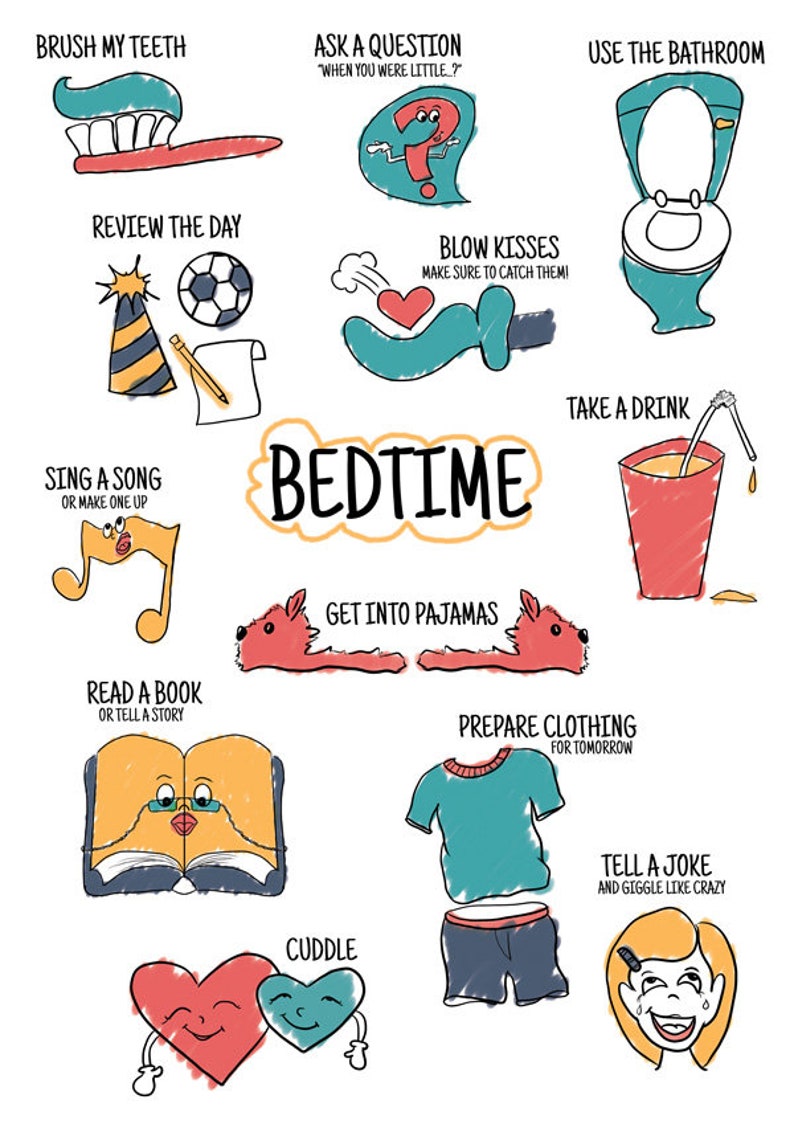 PRINTABLE Bedtime Routine Chart Poster DIGITAL PDF Wall Art - Etsy