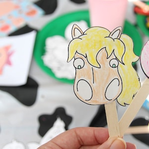 Farm Animal Stick Puppets | Coloring Pages and Preschool Craft | Old ...
