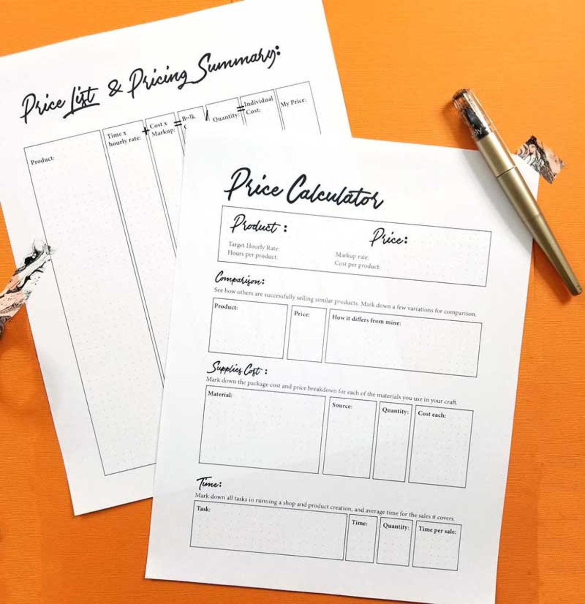 Pricing Template and Guide List and Crafting Price | Etsy