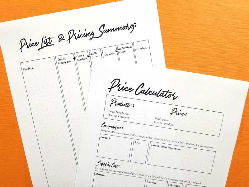 Pricing Template and Guide List and Crafting Price - Etsy