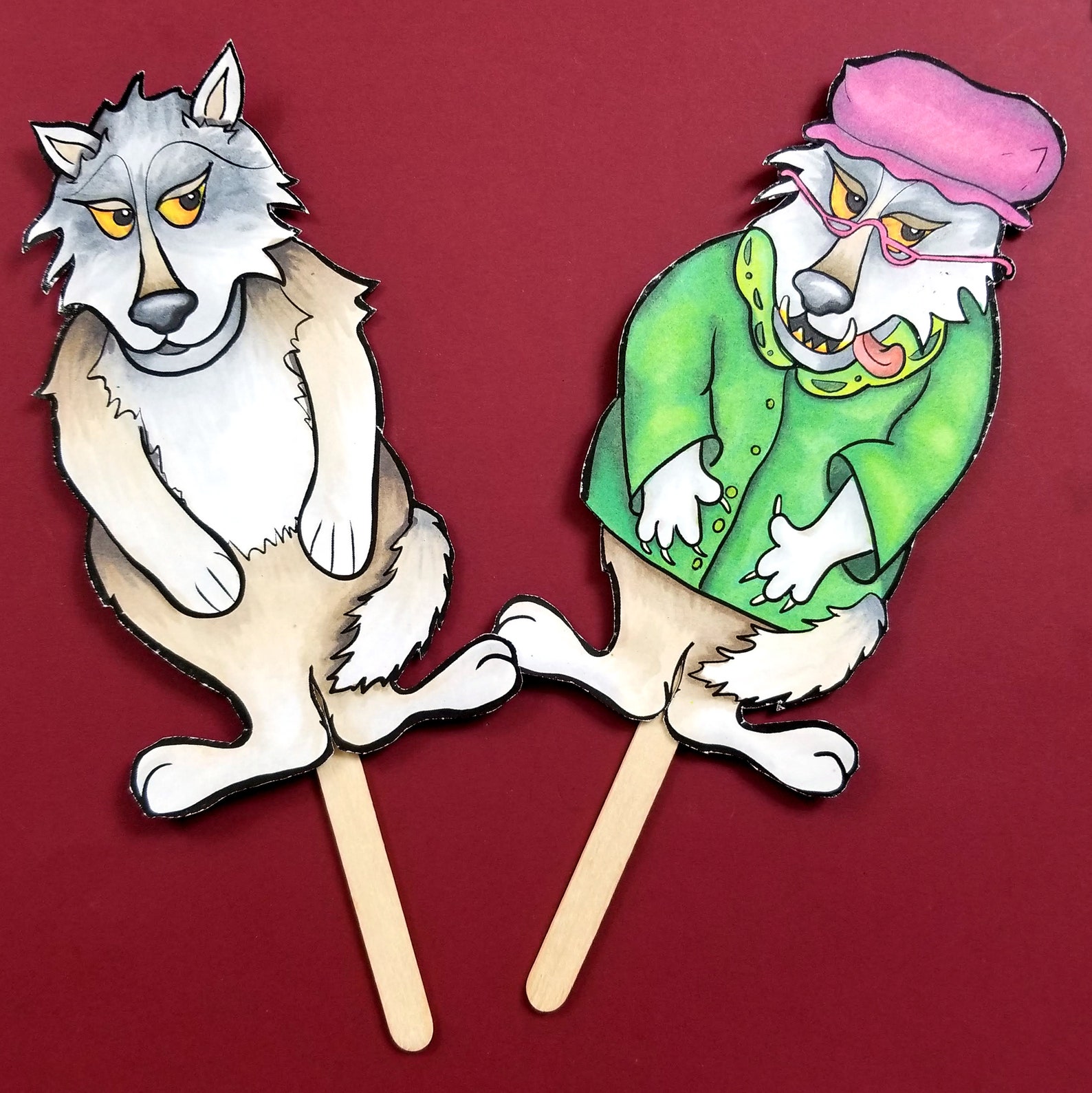 Little Red Riding Hood Puppets FULL COLOR Printable Paper Toys Puppet ...