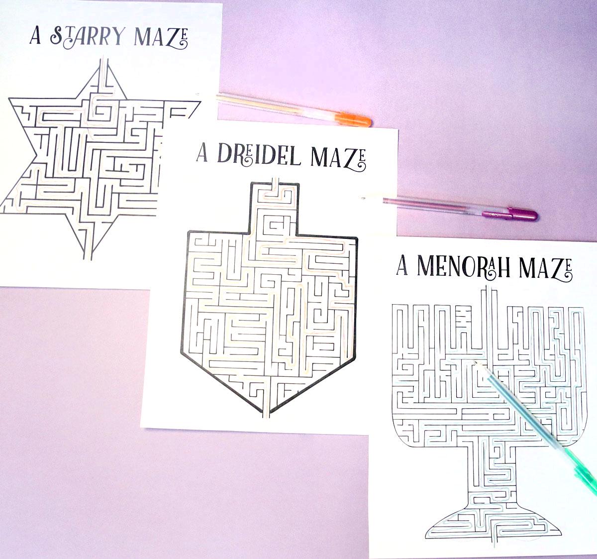 Hanukkah Mazes Printable Activity Worksheets for Kids | Printable ...