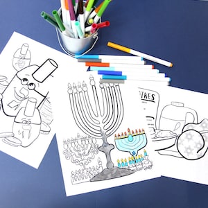 Chanukah Coloring Pages Duo | Hanukkah Traditions AND Story Coloring ...