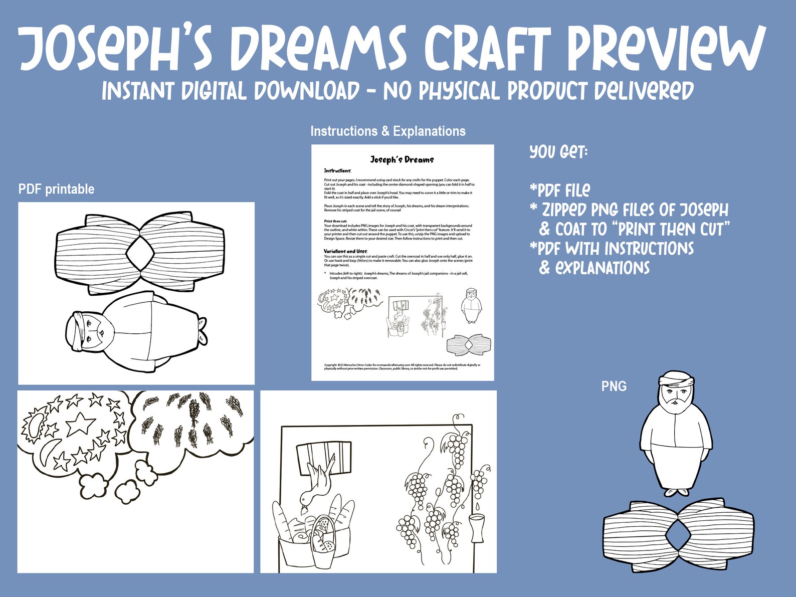 Joseph's Dreams Craft Printable Coloring Pages and Paper Crafts Parsha ...