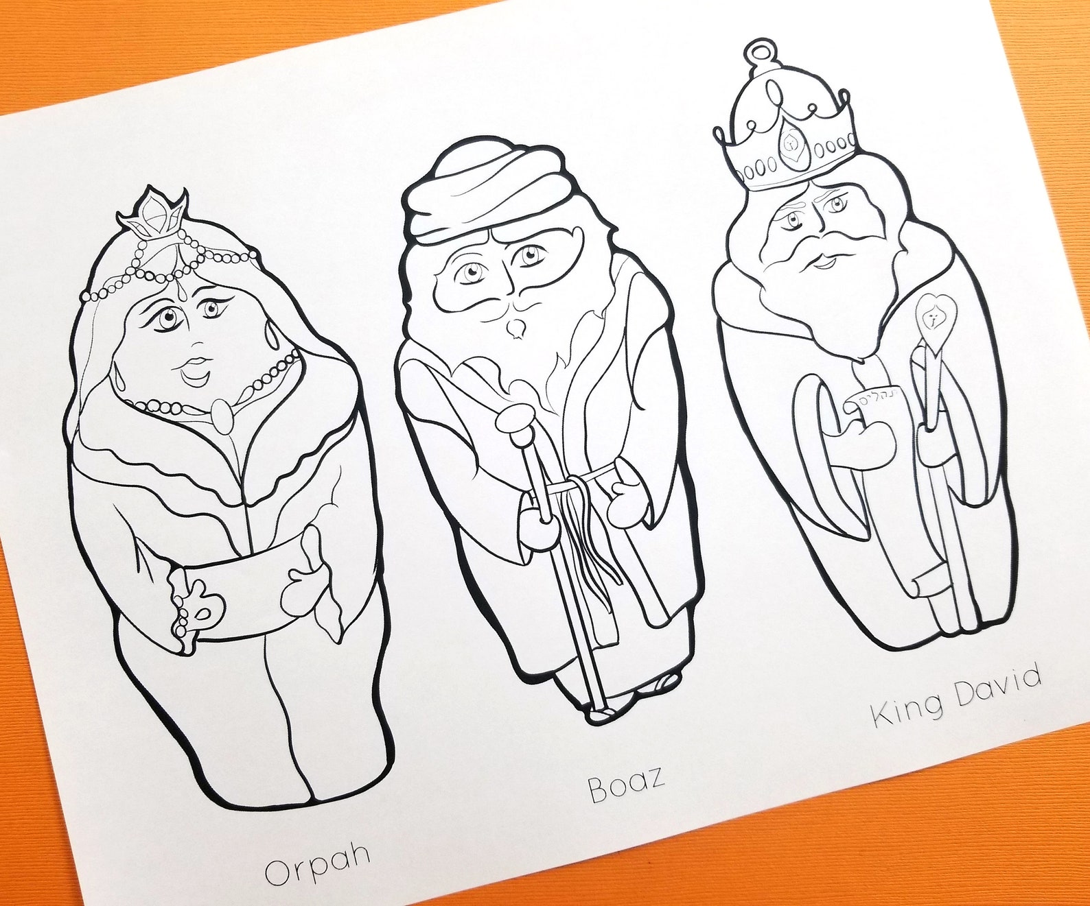 Shavuot Coloring Puppets Ruth and Naomi Stick Puppets Book - Etsy