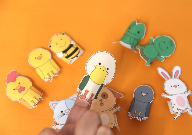 10 Pets & Friends Animal Finger Puppets - FULL COLOR Printable Paper ...