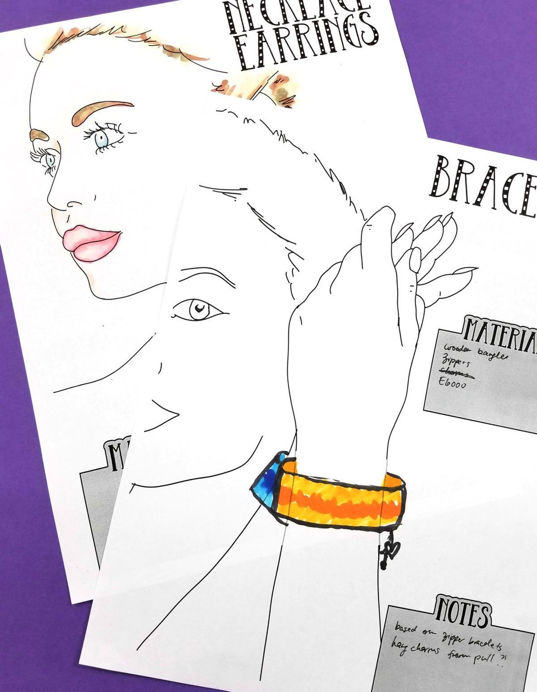Jewelry Designer Templates - Color in Fashion Drawing Models to Make ...
