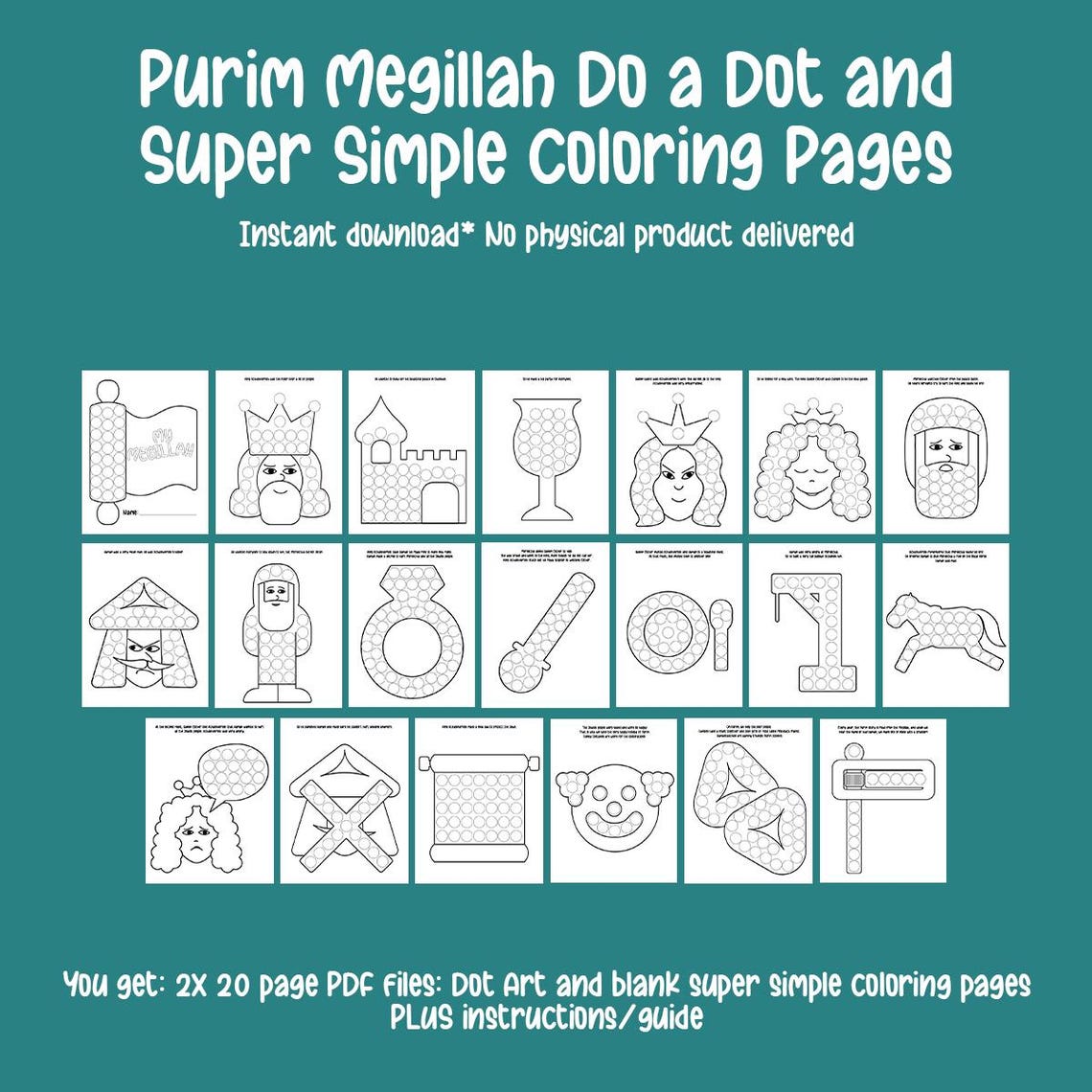 Purim Megillah Craft for Toddlers and Preschool | 20 PURIM Coloring ...
