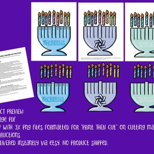 FULL COLOR Clothespin Menorah Hanukkah Craft for Kids - Printable Paper ...