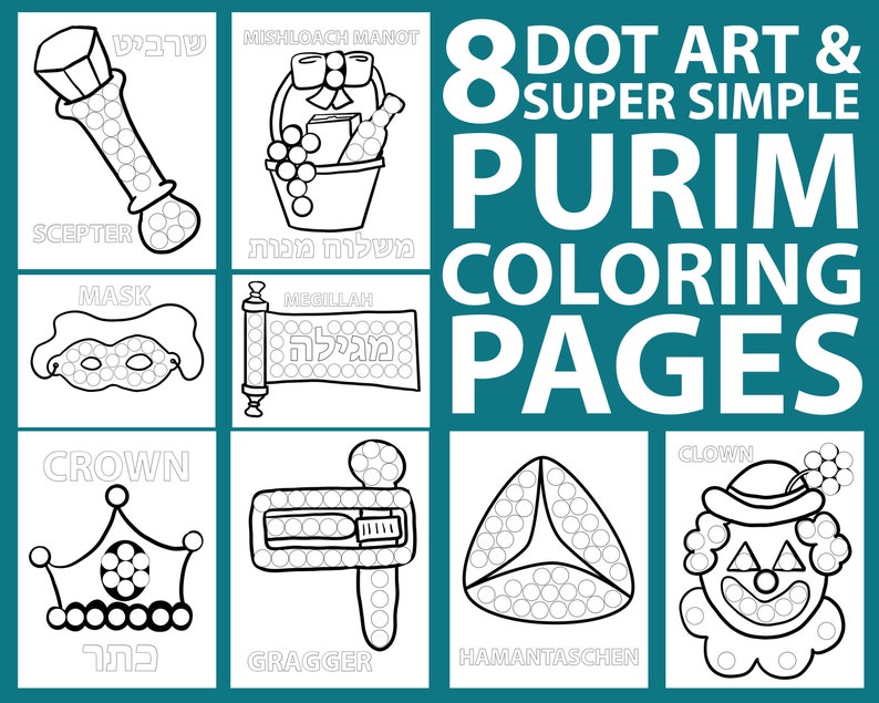 8 PURIM Coloring Pages and Do a Dot - Printable Crafts for Preschoolers ...