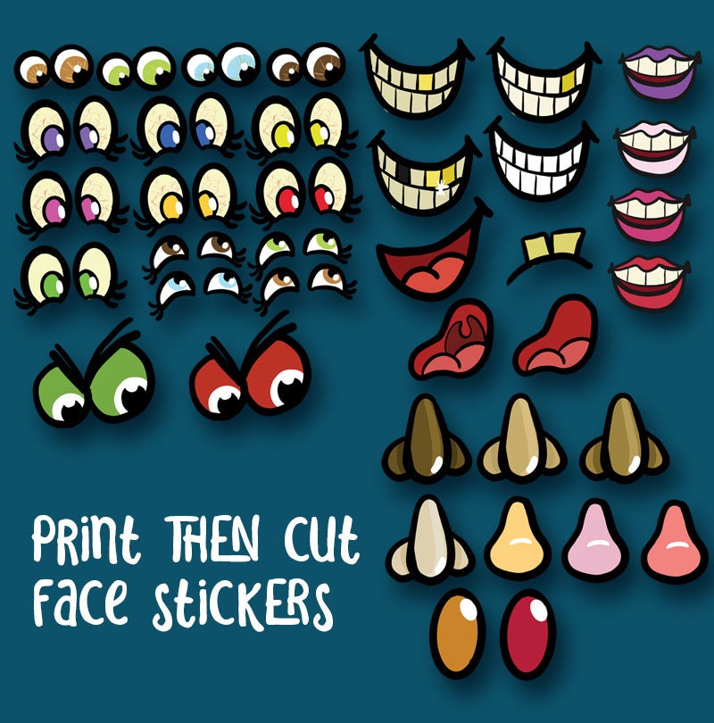 Face Stickers for Crafts Print Then Cut Cricut Printable Craft for Kids ...