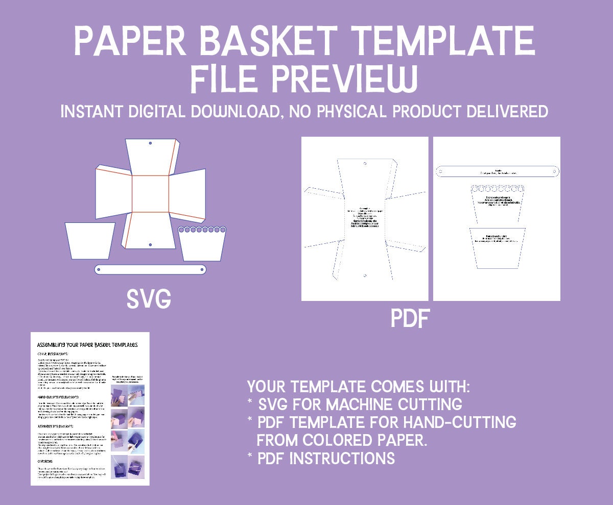 Paper Basket Template 3D Slanted Paper Basket Svgs With Decorative ...