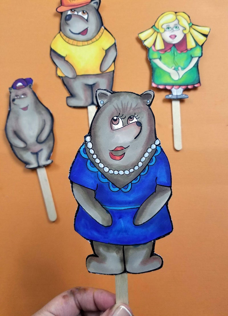 Goldilocks and the Three Bears Puppets FULL COLOR Printable Paper Toys ...