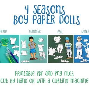 Printable Paper Dolls | Boy Dress up Dolls for Four Seasons | Paper Toy ...