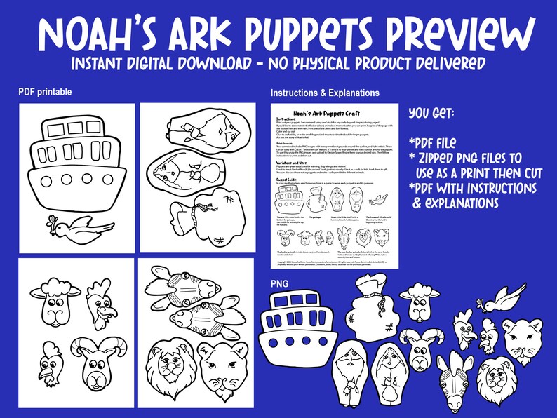 Noah's Ark Puppets Printable Crafts & Coloring Pages for Parshat Noach ...