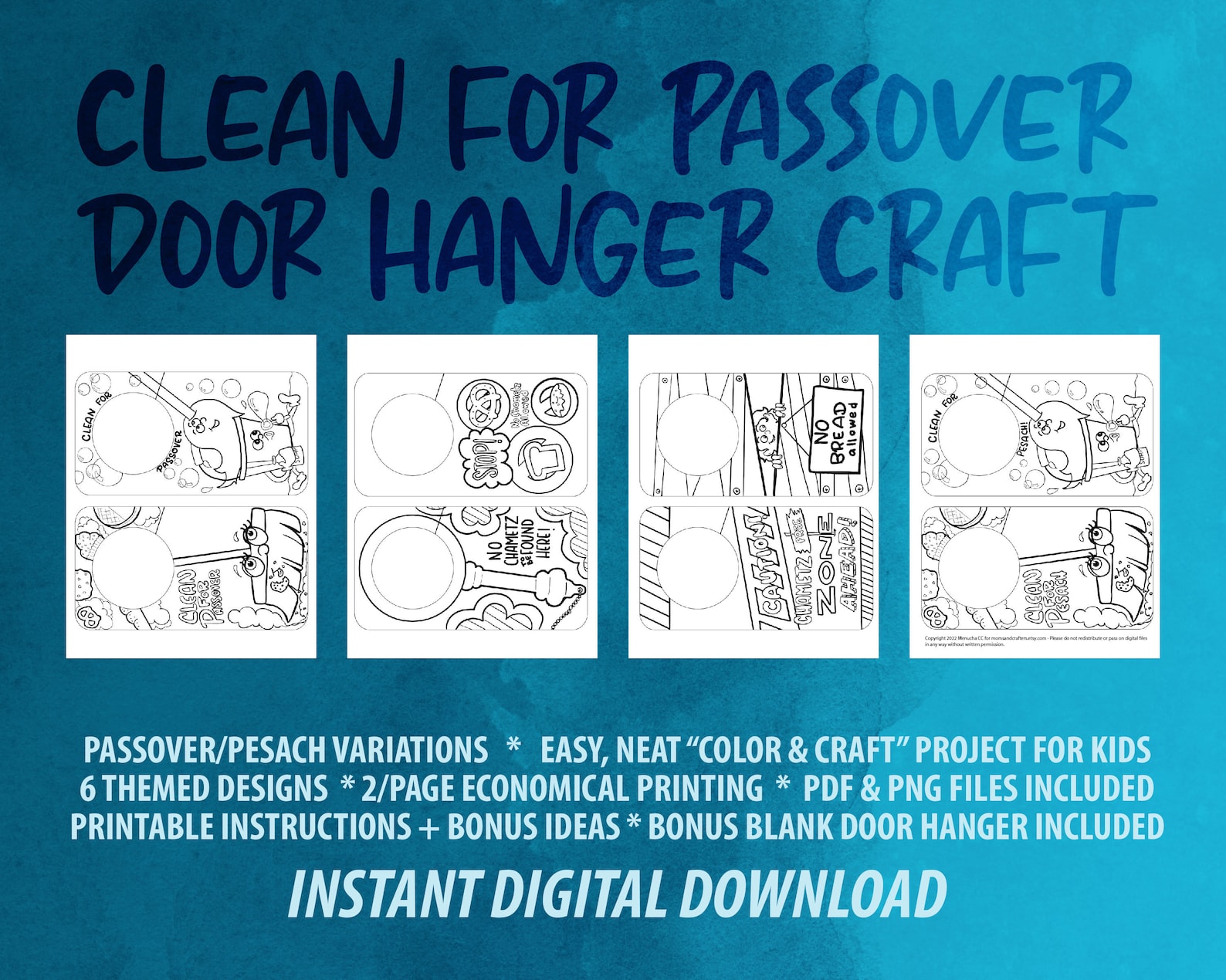 Clean for PASSOVER No Chametz Sign | Door Hanger Craft for Kids ...