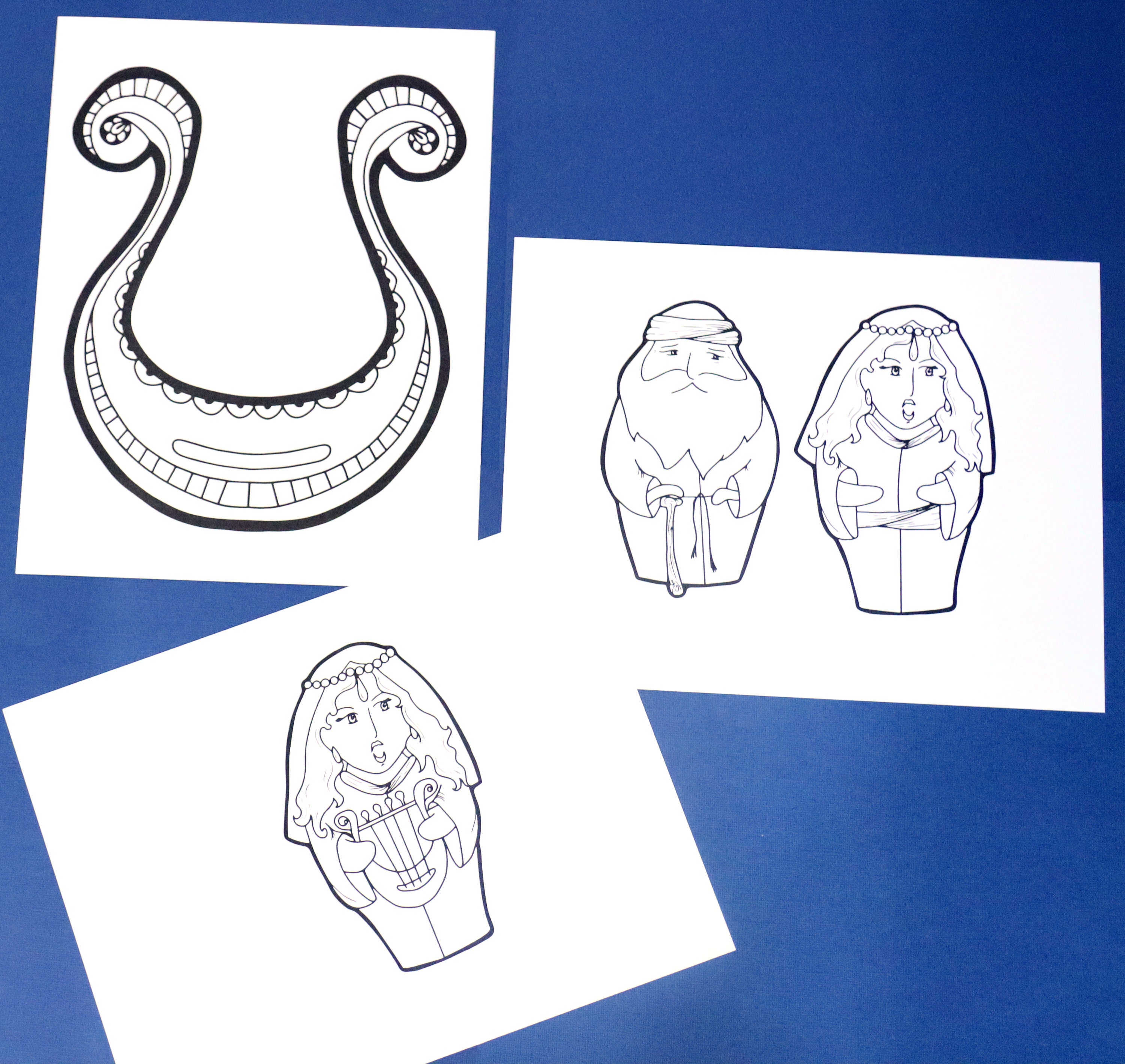 Serah's Lyre Craft | Printable Serach Bat Asher Puppets Coloring Pages ...