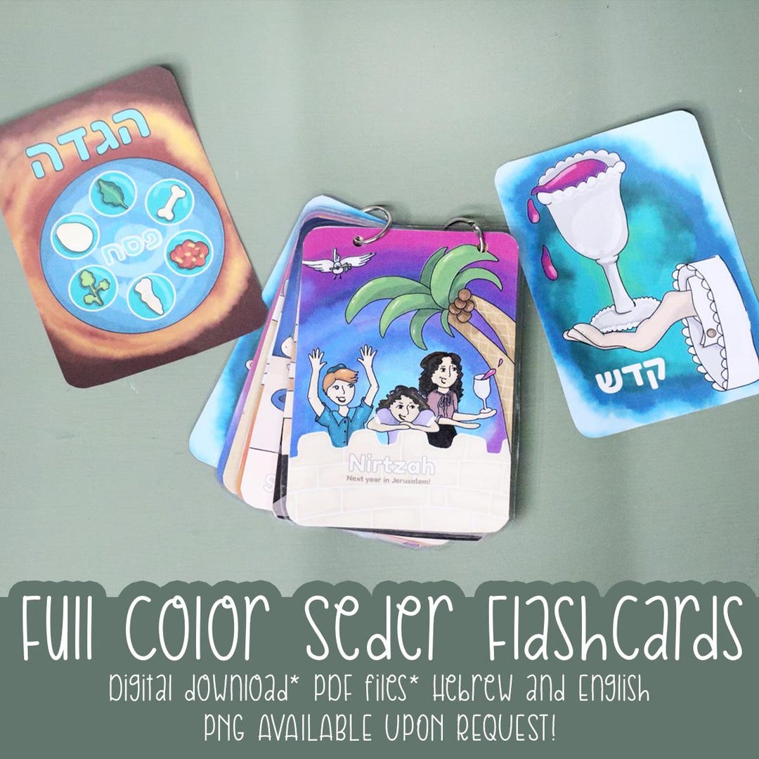 Printable Full Color Seder Flashcards | Picture Passover Haggadah for ...