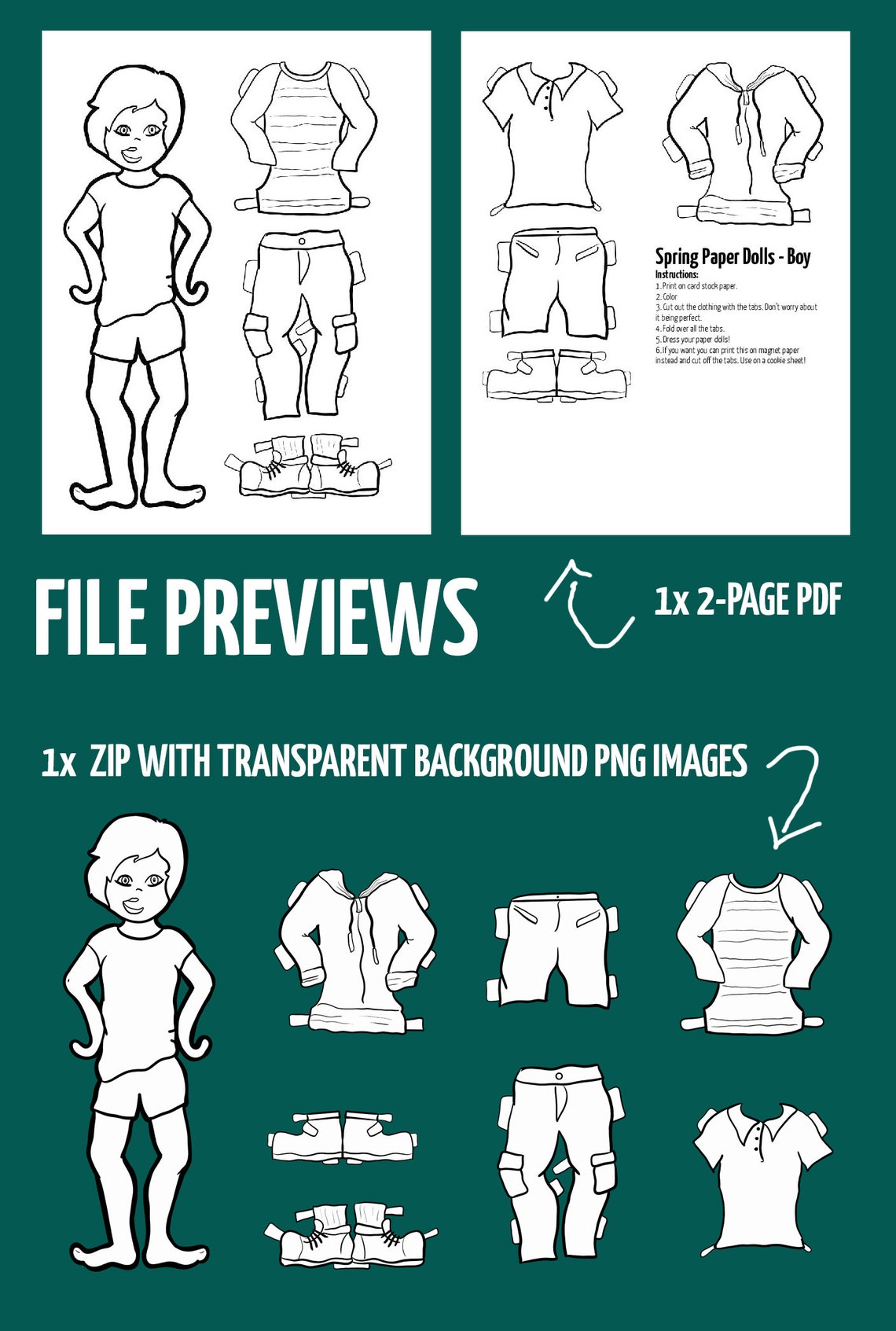 Printable Paper Dolls for Boys & Girls Spring Dress up Paper - Etsy