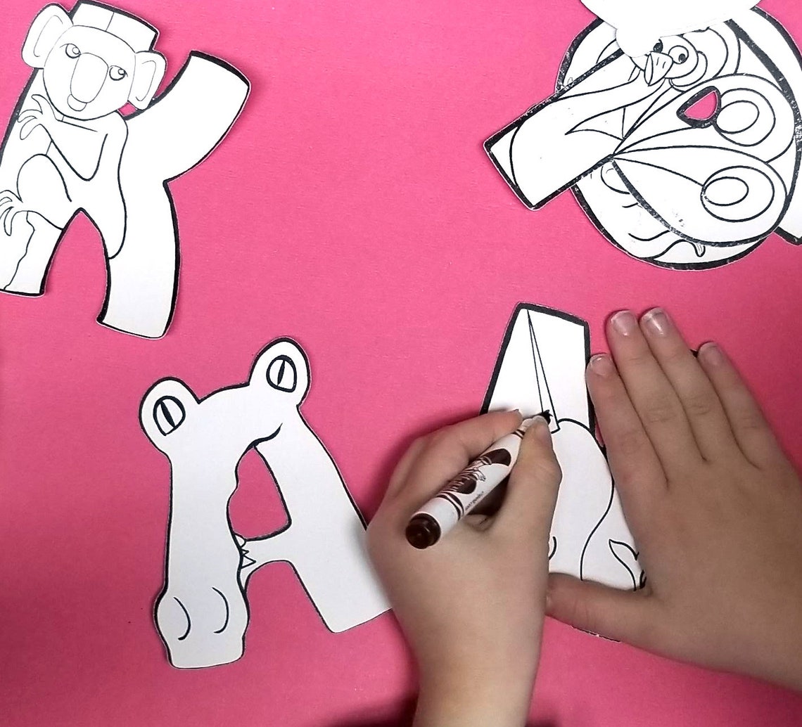 Alphabet Crafts for Toddlers and Preschool Puppets Coloring - Etsy