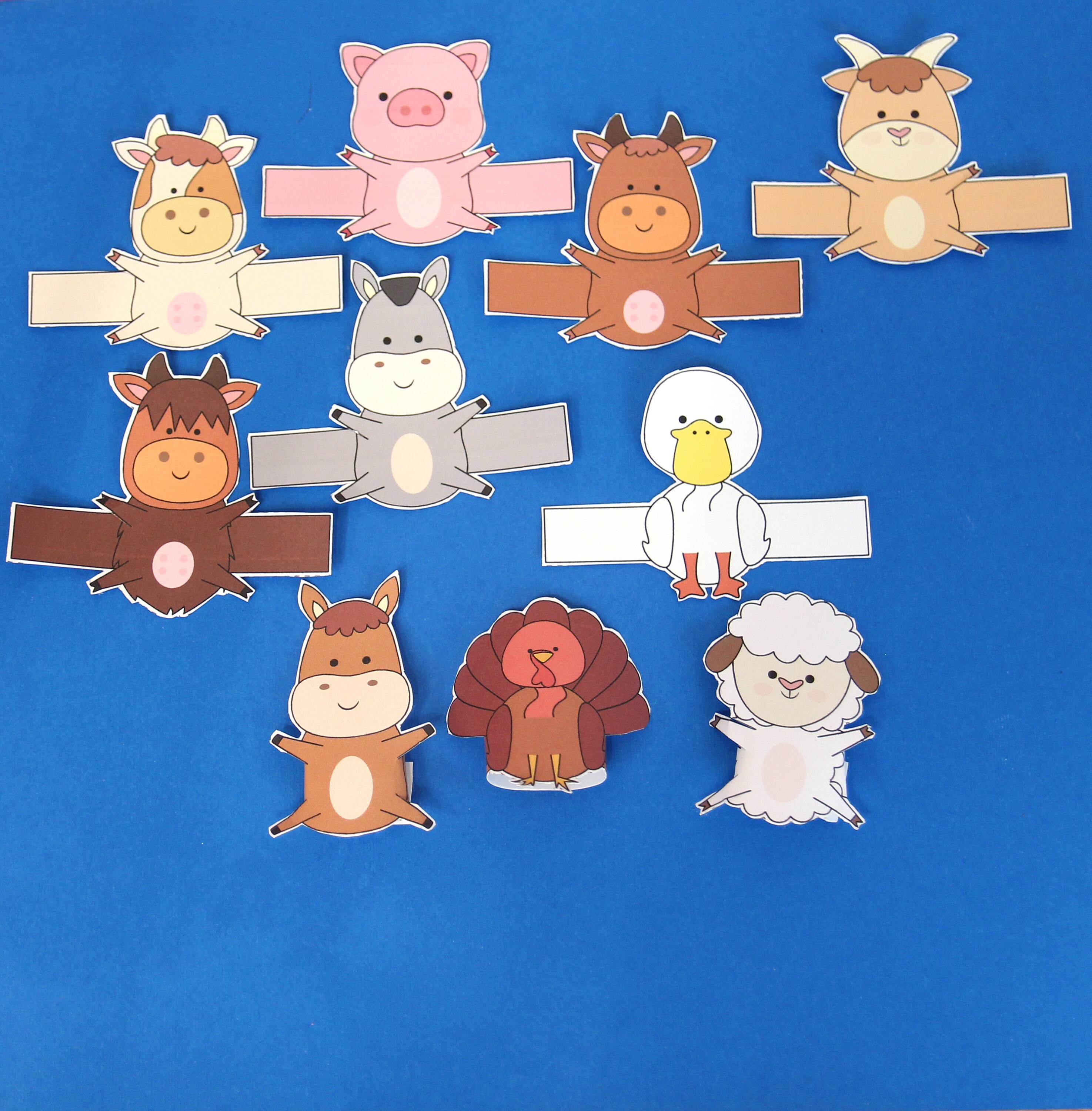 10 Farm Animal Finger Puppets - FULL COLOR Printable Paper Toys - Kids ...