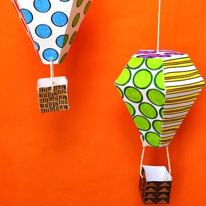 Paper Hot Air Balloons - Coloring Pages - Color-in Paper Craft Template ...