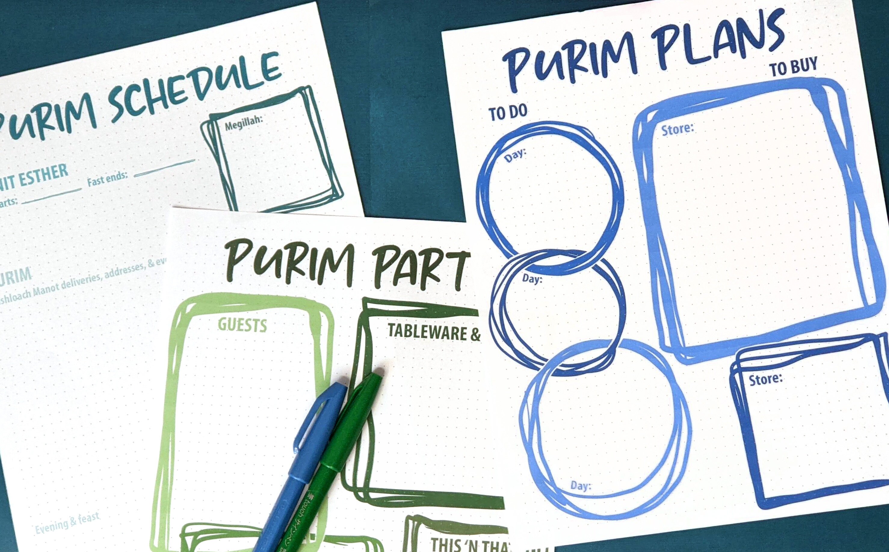 Purim Planner Printable Jewish Holiday Planner Inserts Dot Grid Purim ...