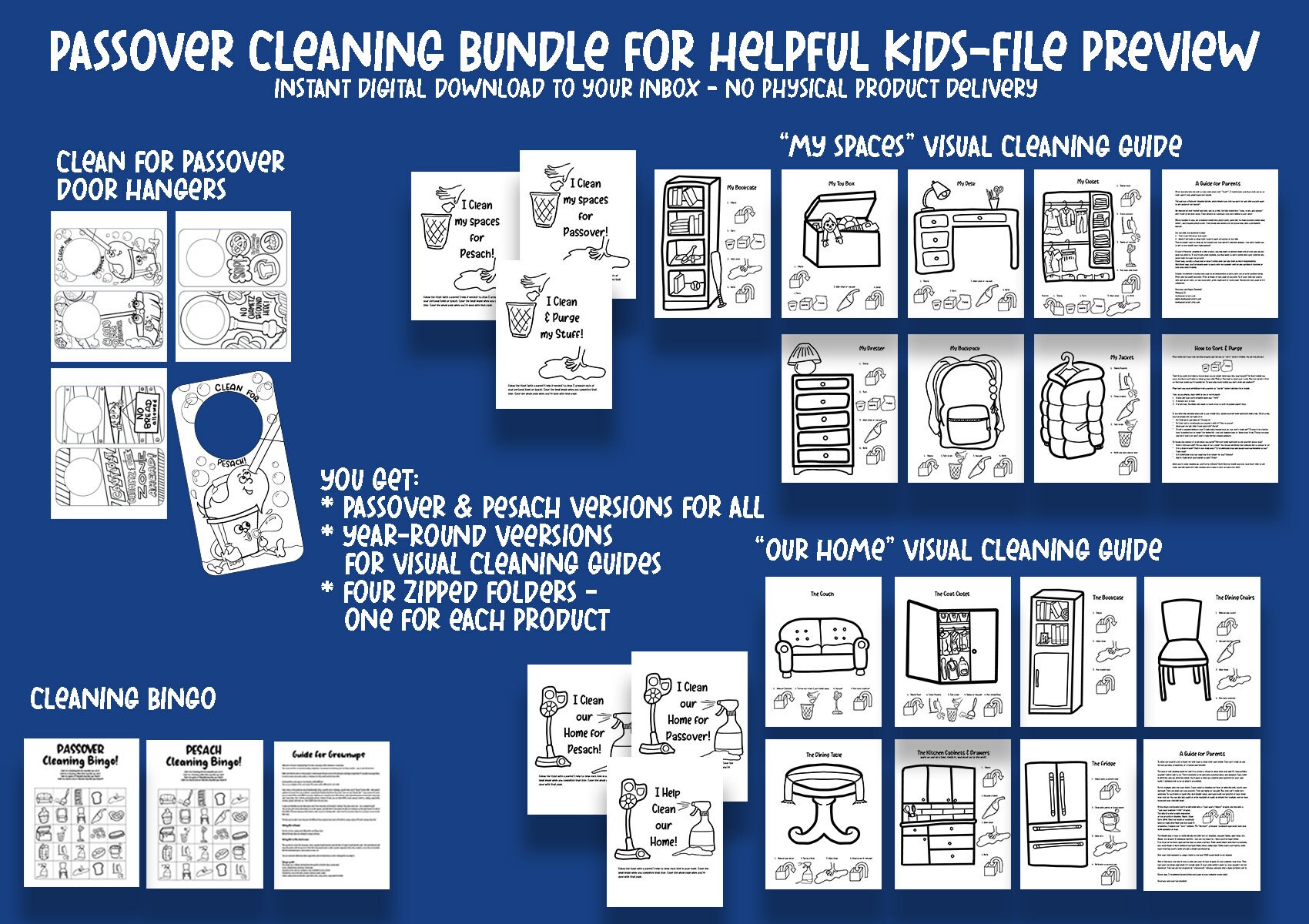 BUNDLE: Passover Cleaning Checklists Reward Charts & Tools for Kids ...