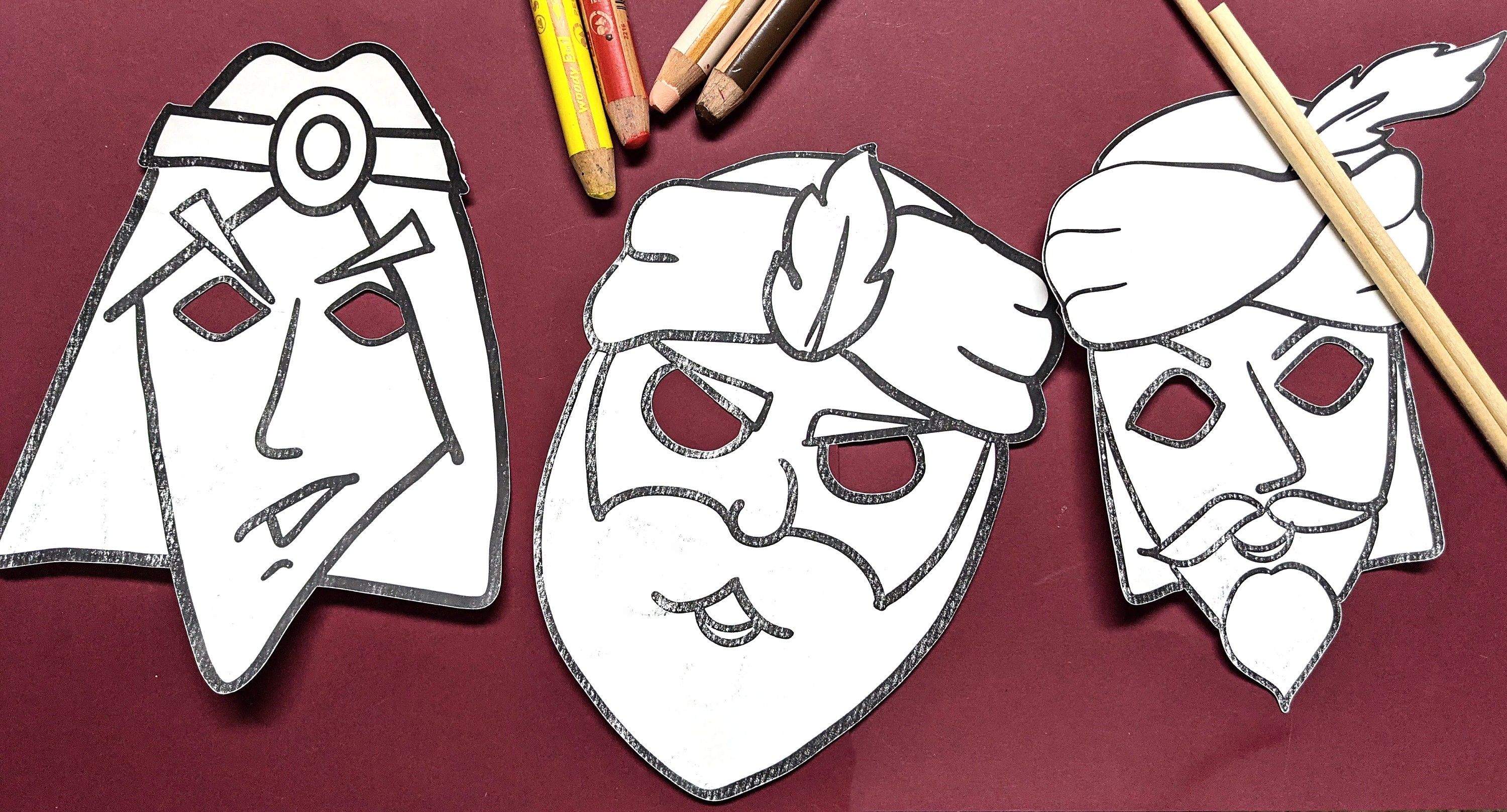 9 PURIM Mask Templates and Coloring Pages Purim Story - Etsy