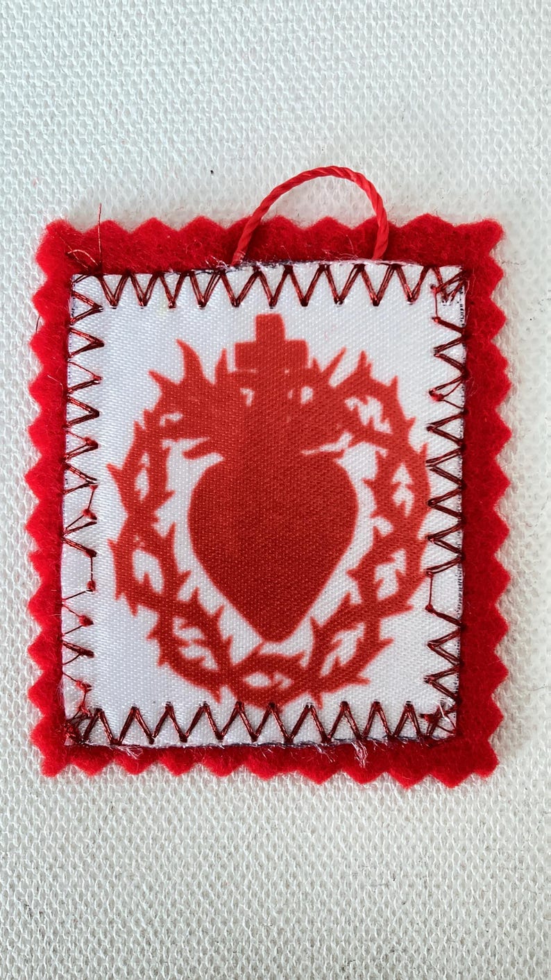 Sacred Heart of Jesus Scapular | Red Wool Catholic Devotional - Etsy
