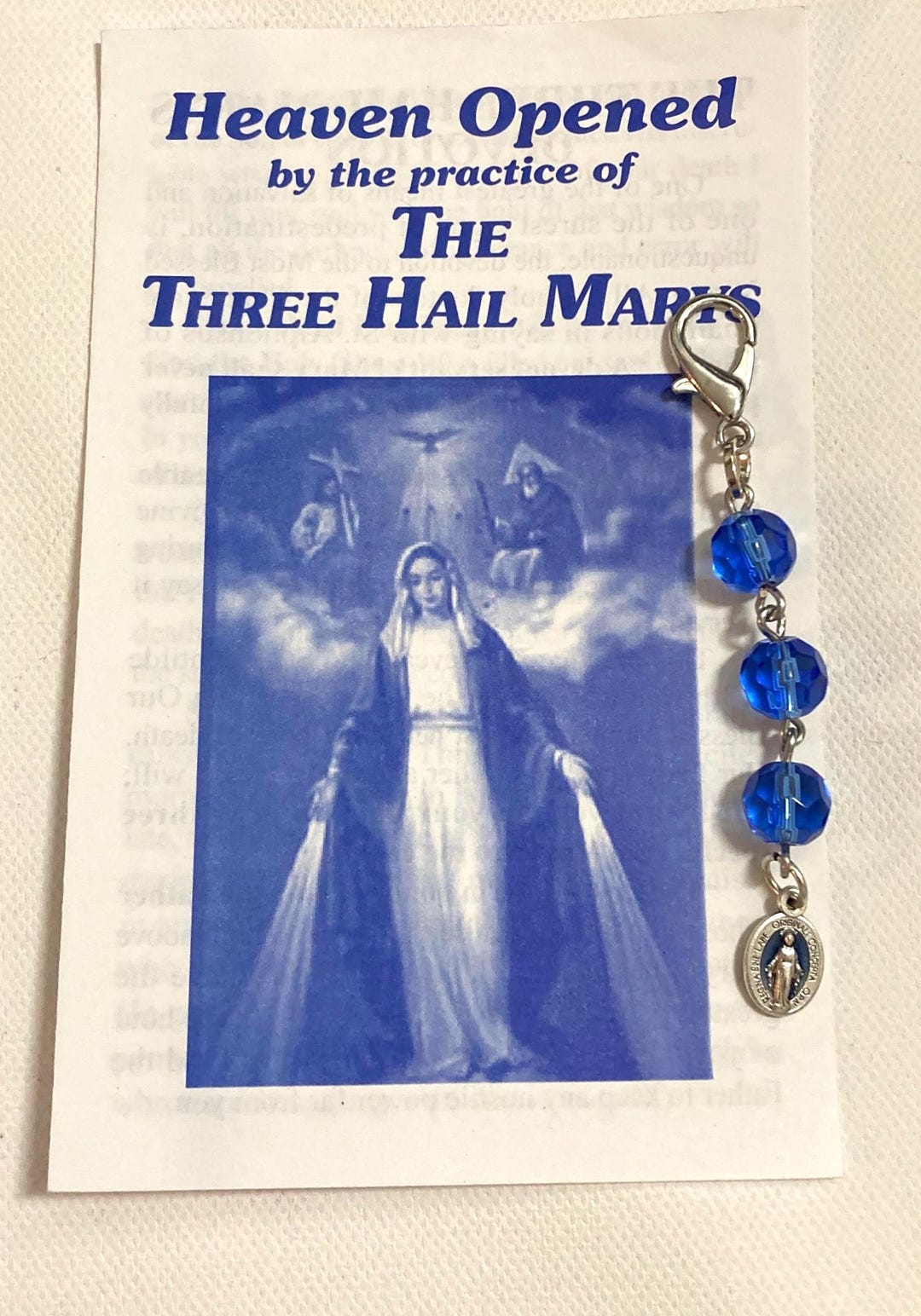 3-hail Mary, 10mm Blue Faceted Zipper Pull With Miraculous Medal - Etsy