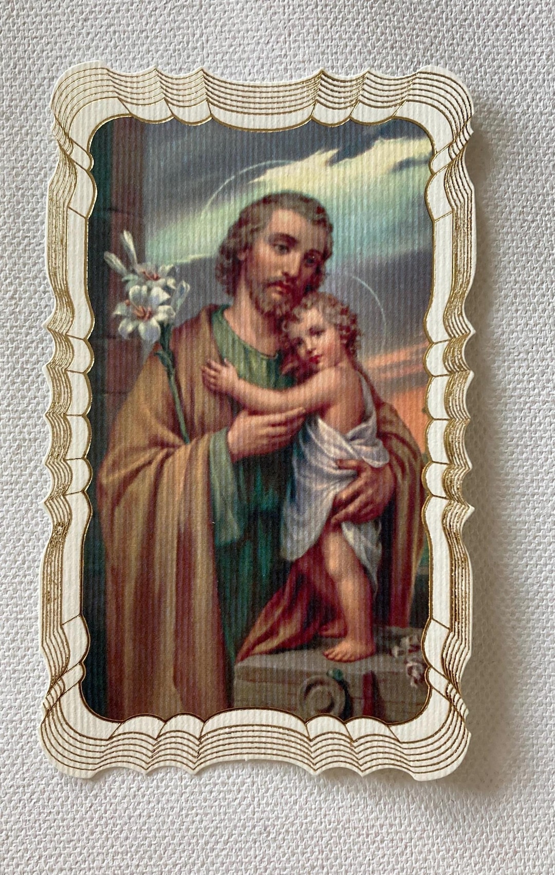St. Joseph Holy Card – Gold Scalloped Edge, Made in Italy - Etsy