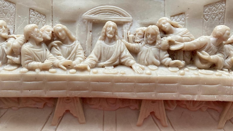 Vintage Last Supper Wall Plaque | Jesus Apostles Relief Carving, Cream ...