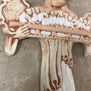 Al Jansen Ceramic Crucifix Wall Cross, Last Supper Relief, Vintage ...