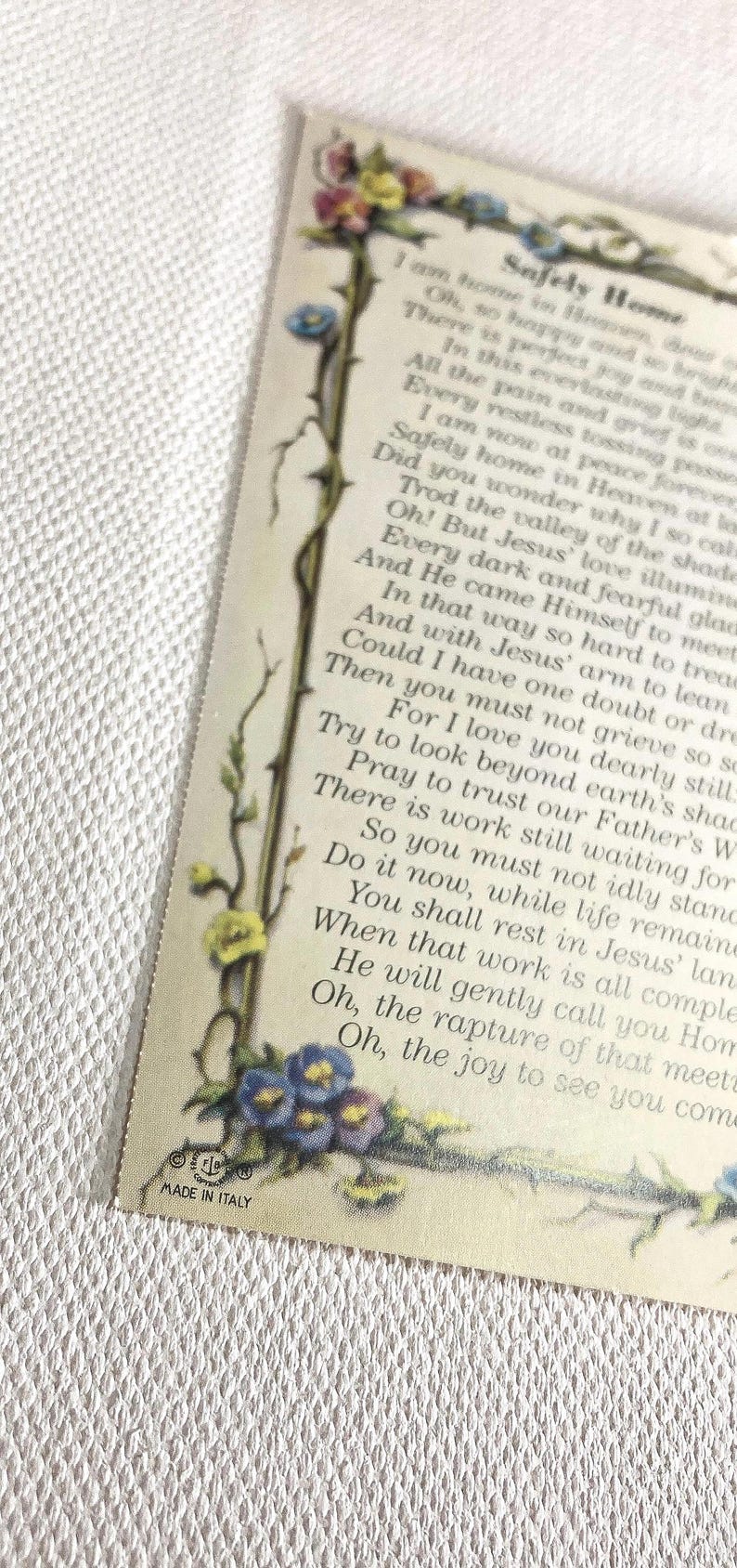 Catholic Memorial Prayer Card “safely Home” | Made in Italy ...