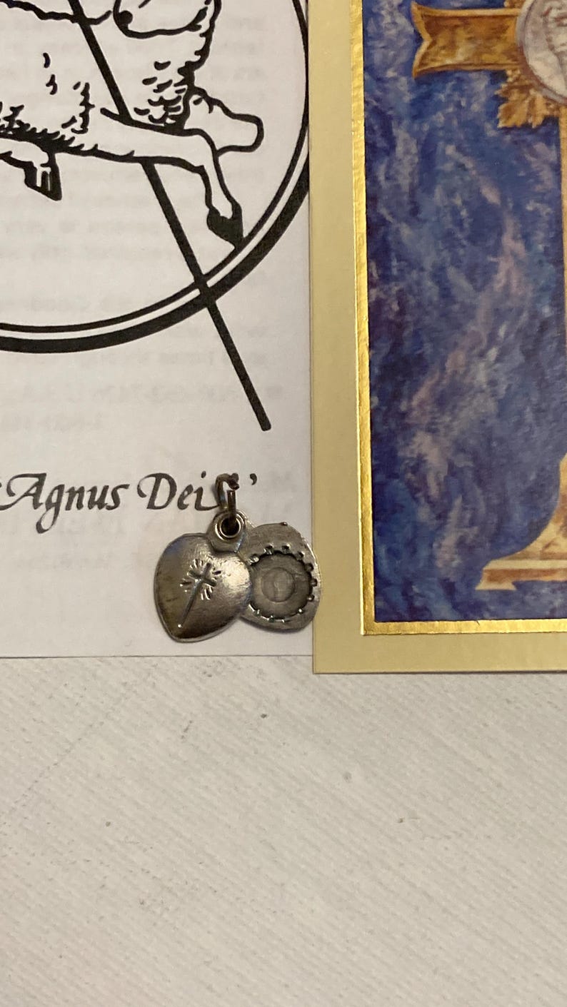 Agnus Dei Heart Medal With Cross | Silver-tone Catholic Devotional ...