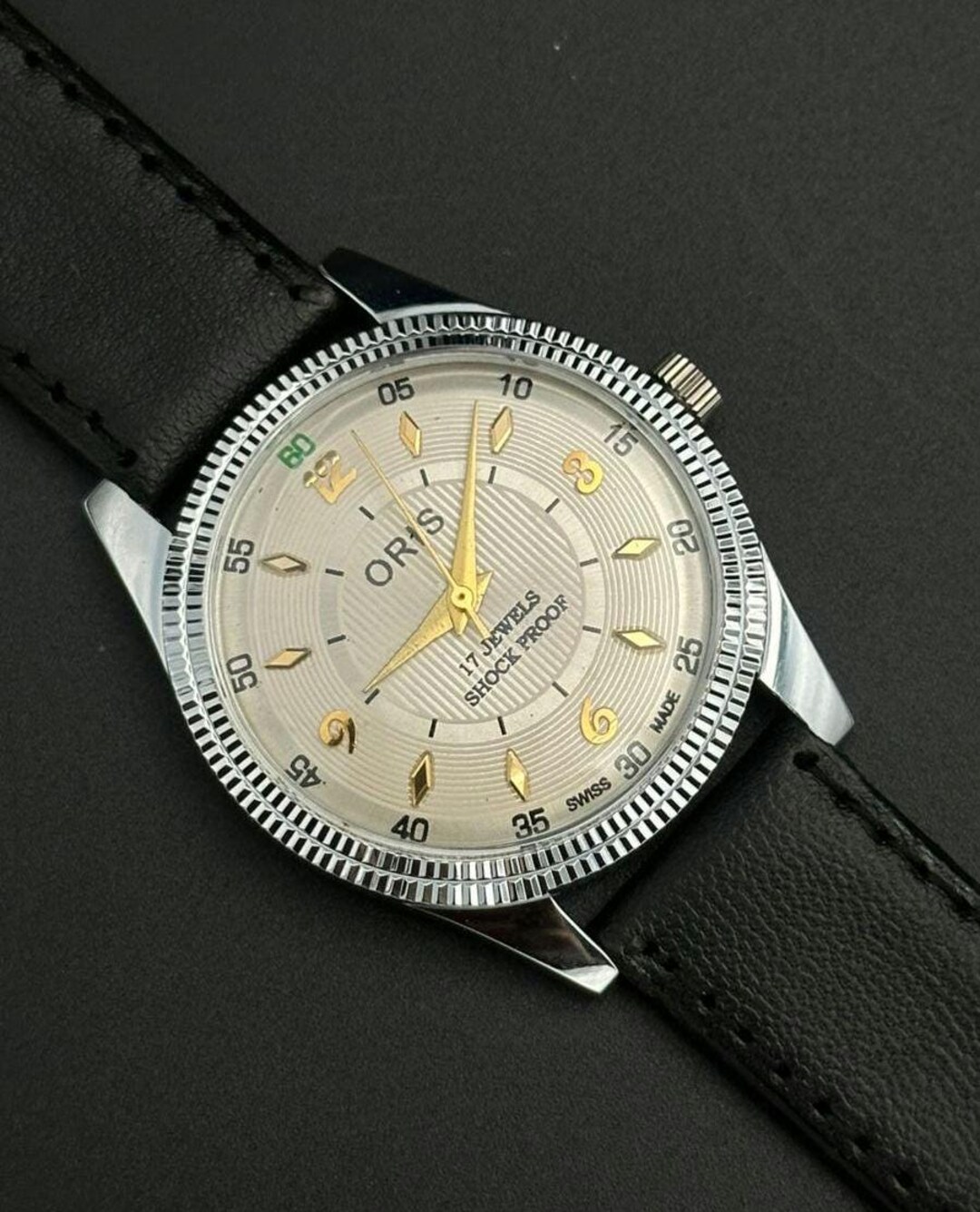 Vintage ORIS Silver Dial Mechanical Hand Winding FHF Movement ST-96 ...